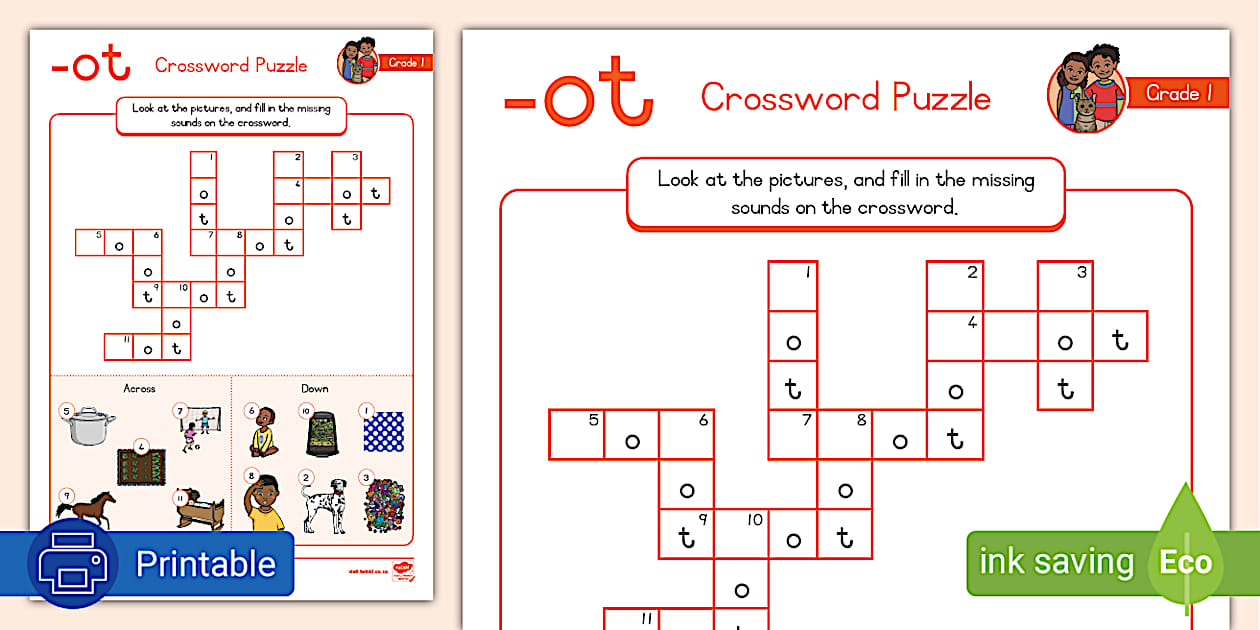 Grade 1 Phonics Crossword Puzzle -ot