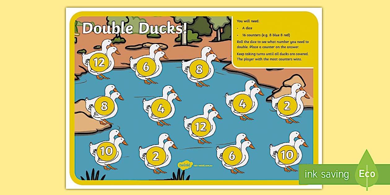 TAS Double Ducks Addition Board Game (Teacher-Made) - Twinkl