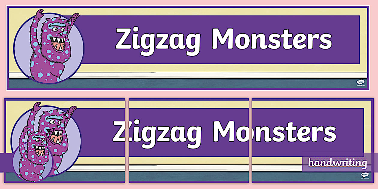 Cursive Zigzag Monster Family Display Banner (teacher made)