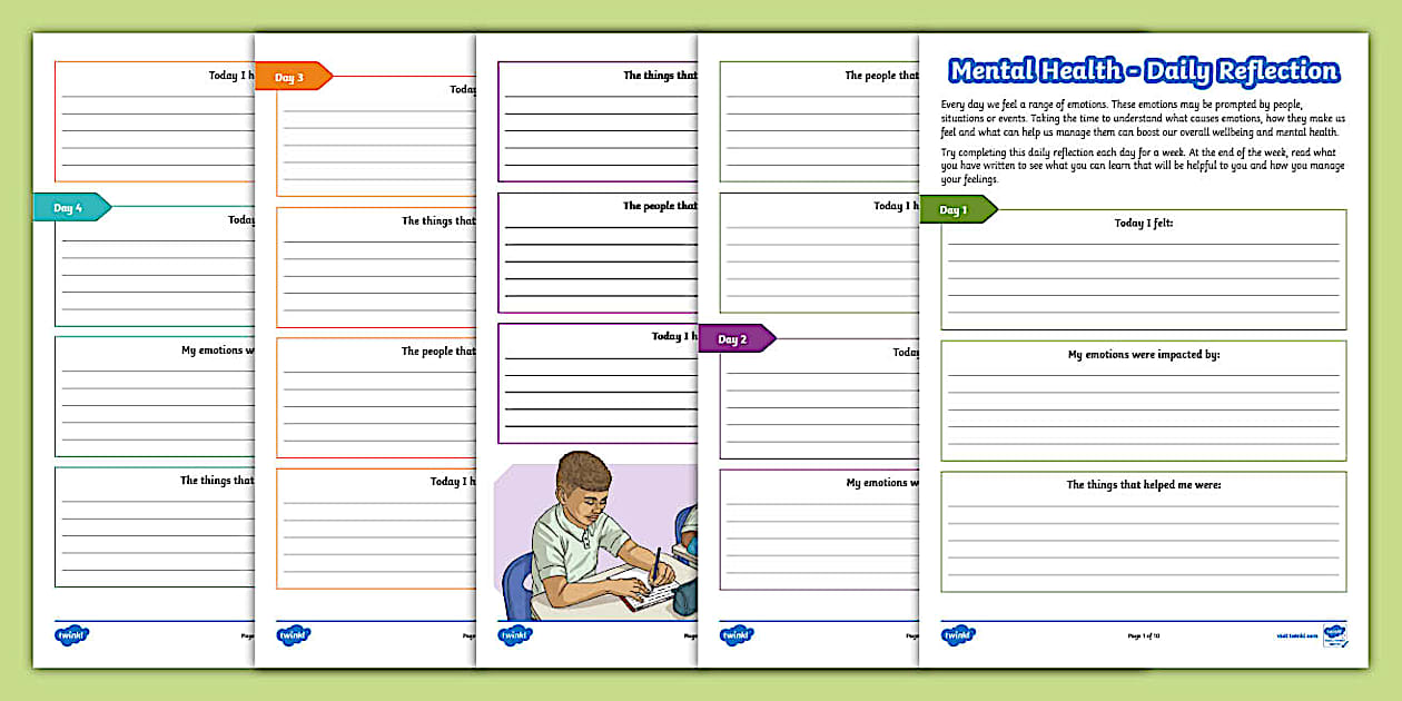 Mental Health Daily Reflection KS2 (teacher made) - Twinkl
