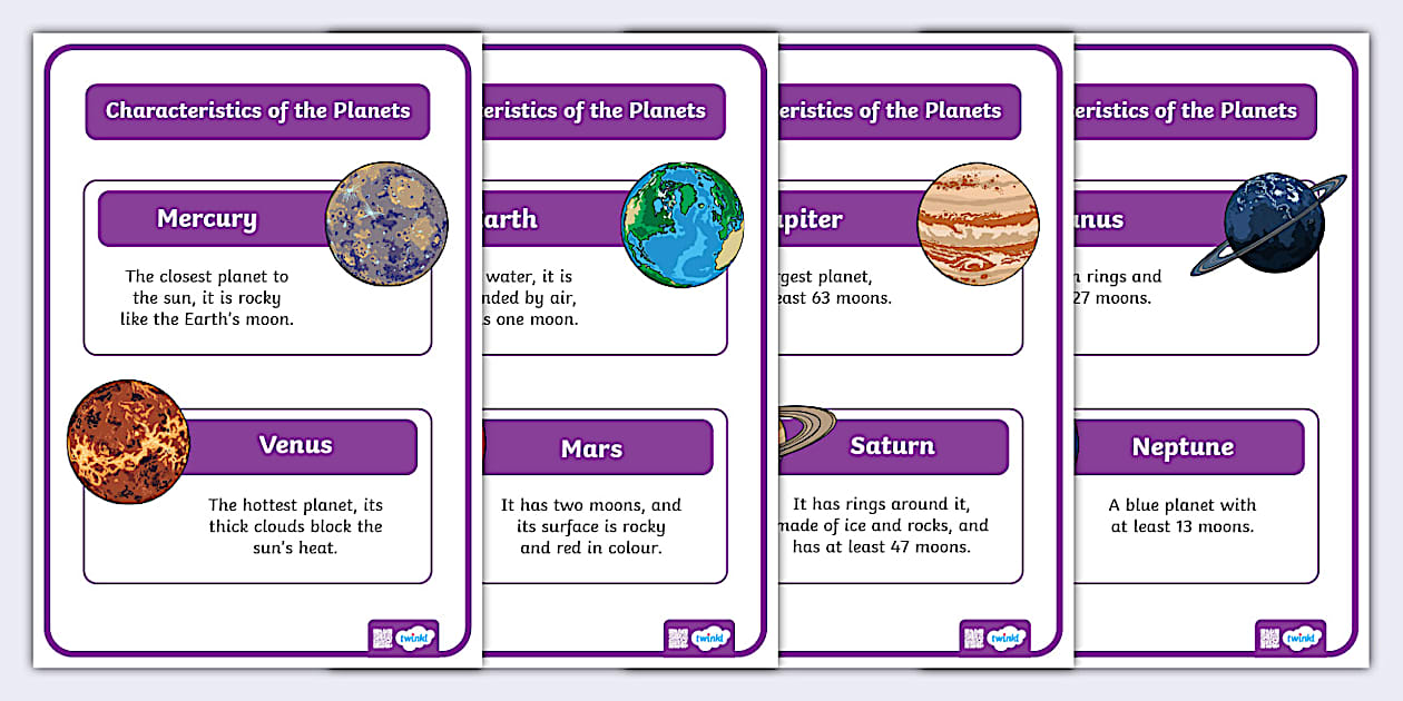 Poster - characteristics of planets (teacher made) - Twinkl