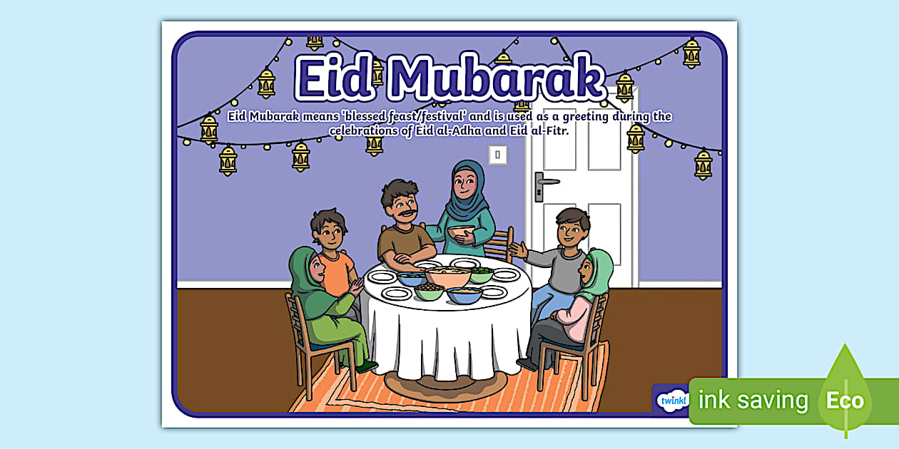 Eid Mubarak Meaning Display Poster (teacher made) - Twinkl