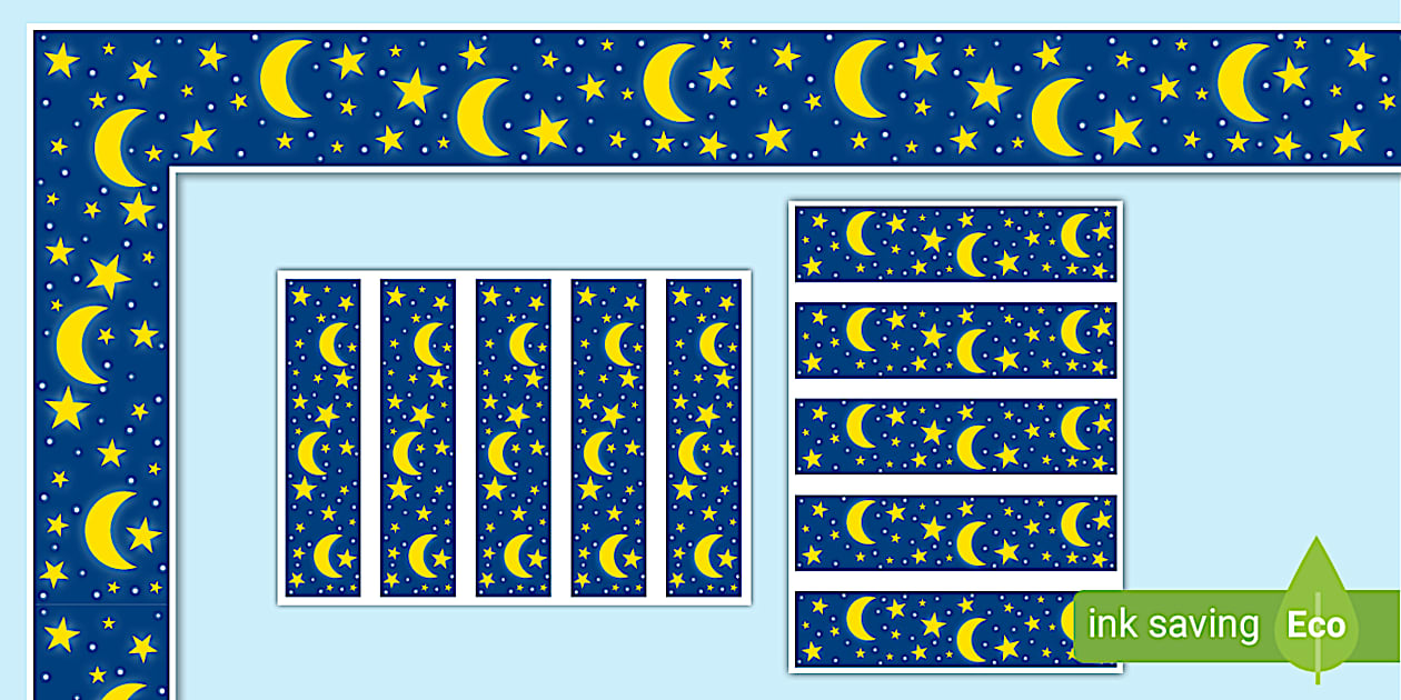 Moon and Stars Display Borders - KS1 - Space - Twinkl