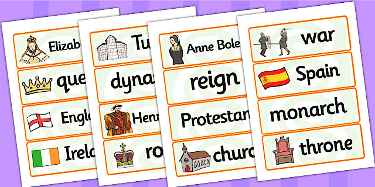 Cursive Elizabeth I Word Cards (teacher made) - Twinkl