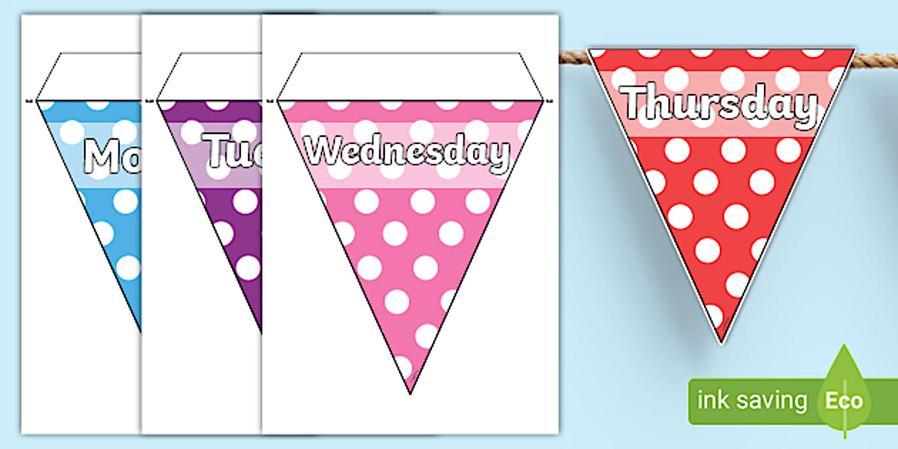Days of the Week Display Bunting (teacher made) - Twinkl
