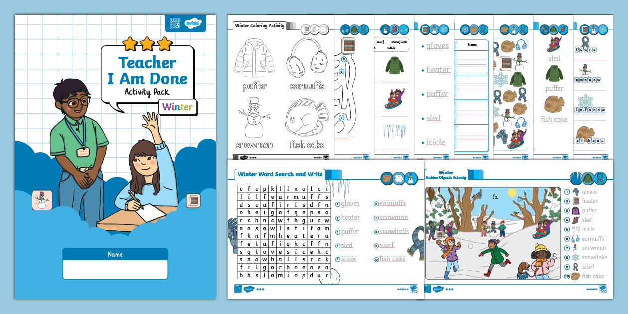 Teacher I Am Done Activity Pack | Winter | Lv.3