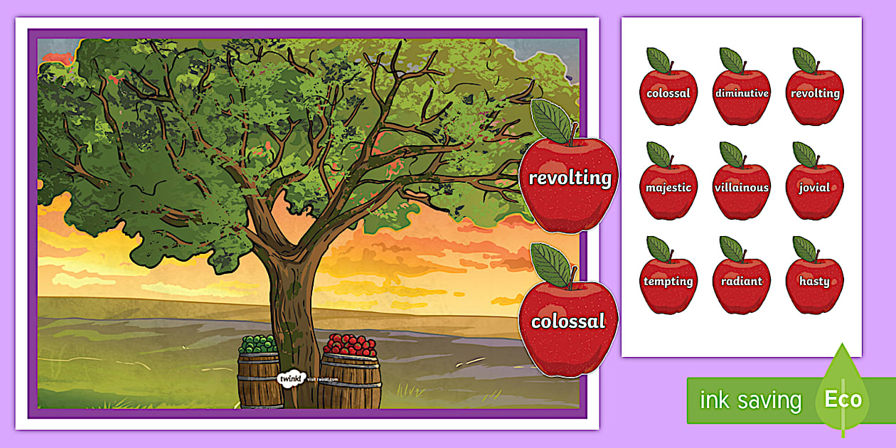 Editable KS2 Ambitious Vocabulary Apple Tree Display Poster