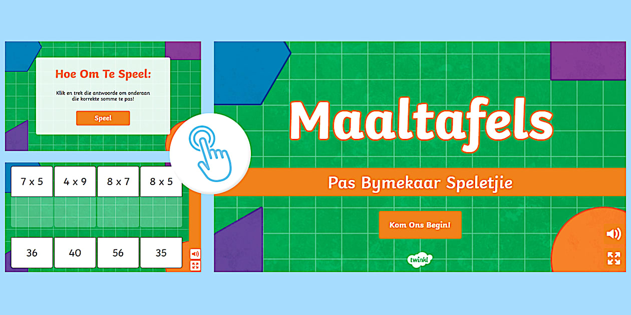 Pas Bymekaar Interaktiewe Speletjie - Maaltafels - Twinkl