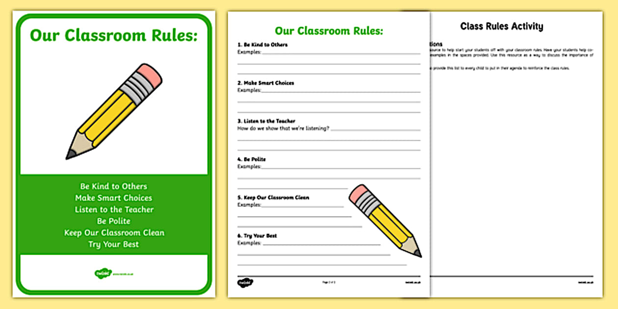 Classroom Rules Sheet Activity and Display Pack - Twinkl