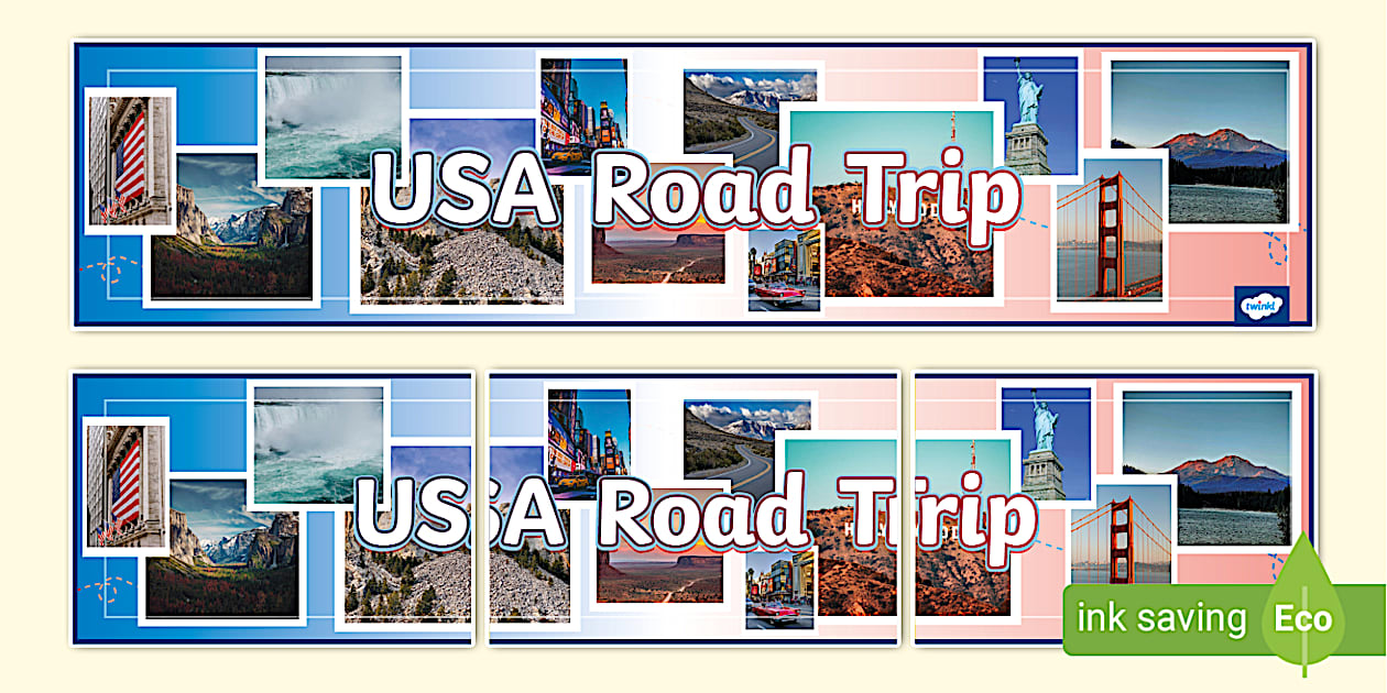 USA Road Trip Photo Banner (teacher made) - Twinkl