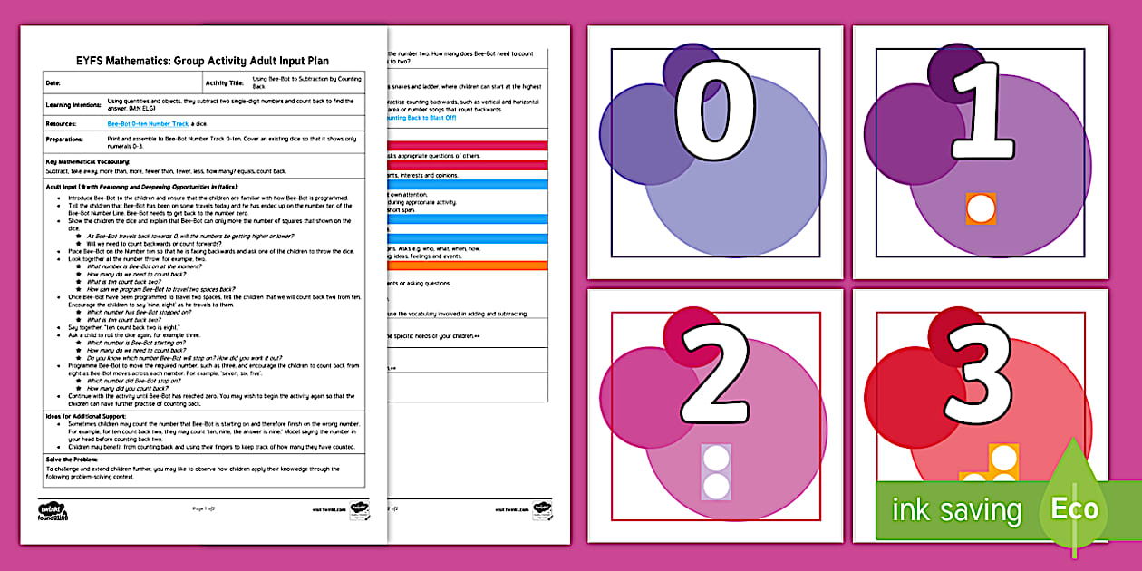 EYFS Maths: Subtract by Counting Back Group Activity Adult Input ...