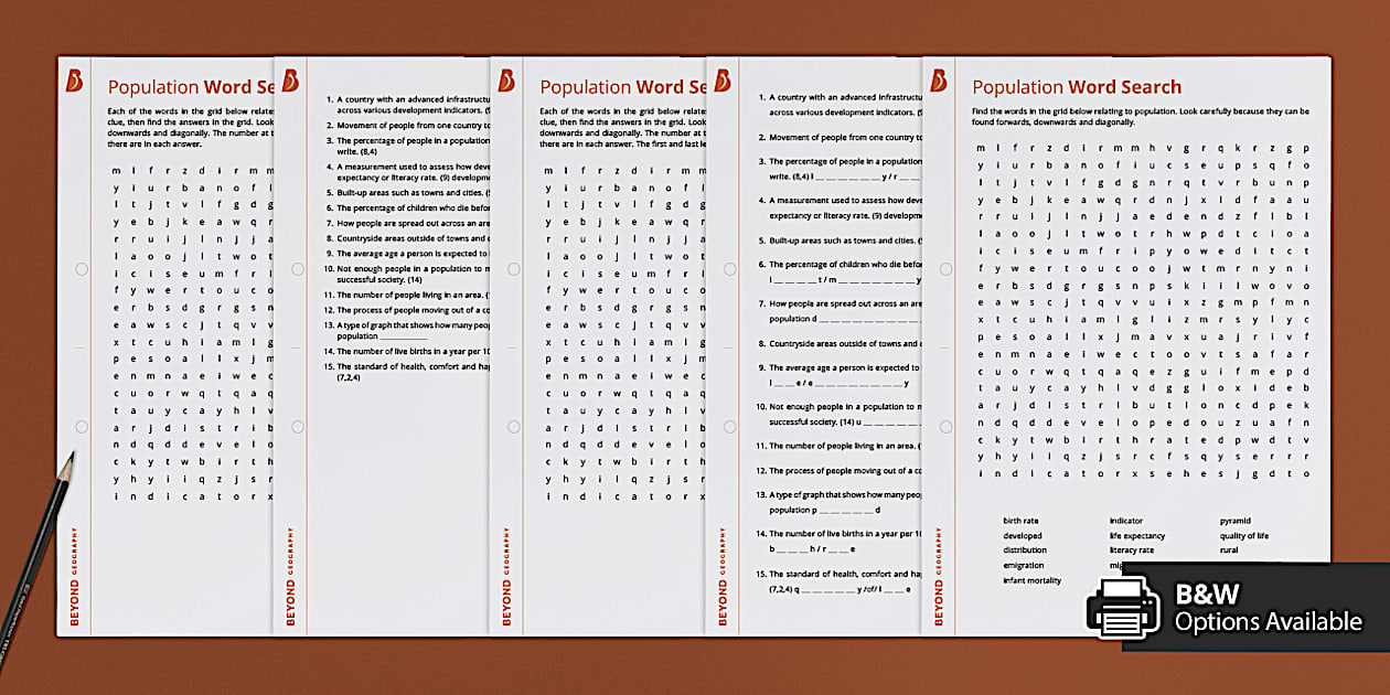 KS3 Population Word Search (teacher made) - Twinkl