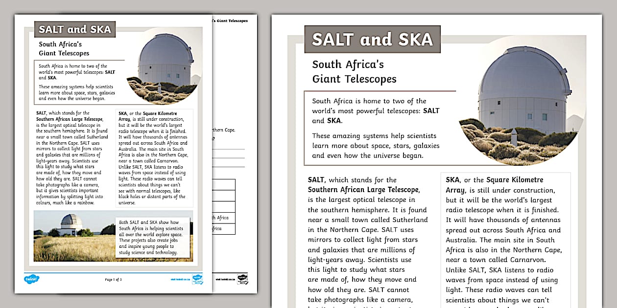 SALT and SKA – South Africa's Giant Telescopes - Twinkl