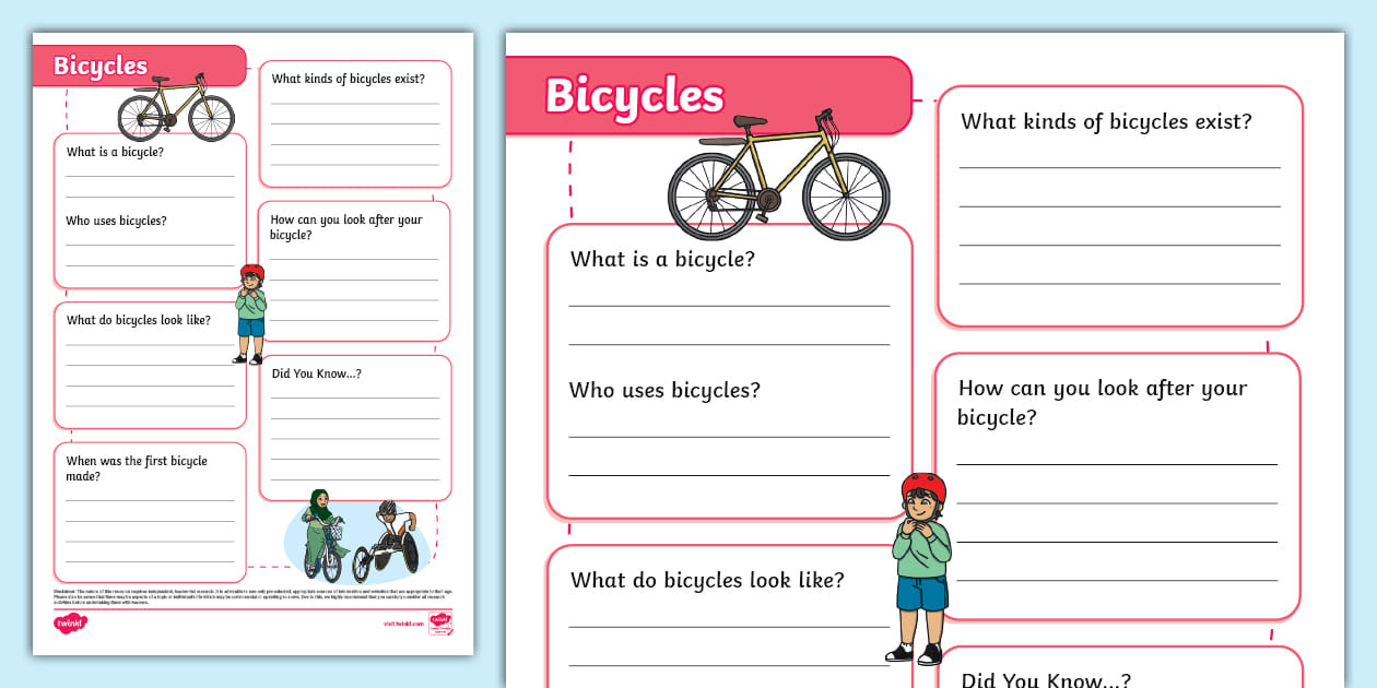 Bicycle Fact File Template (teacher made) - Twinkl