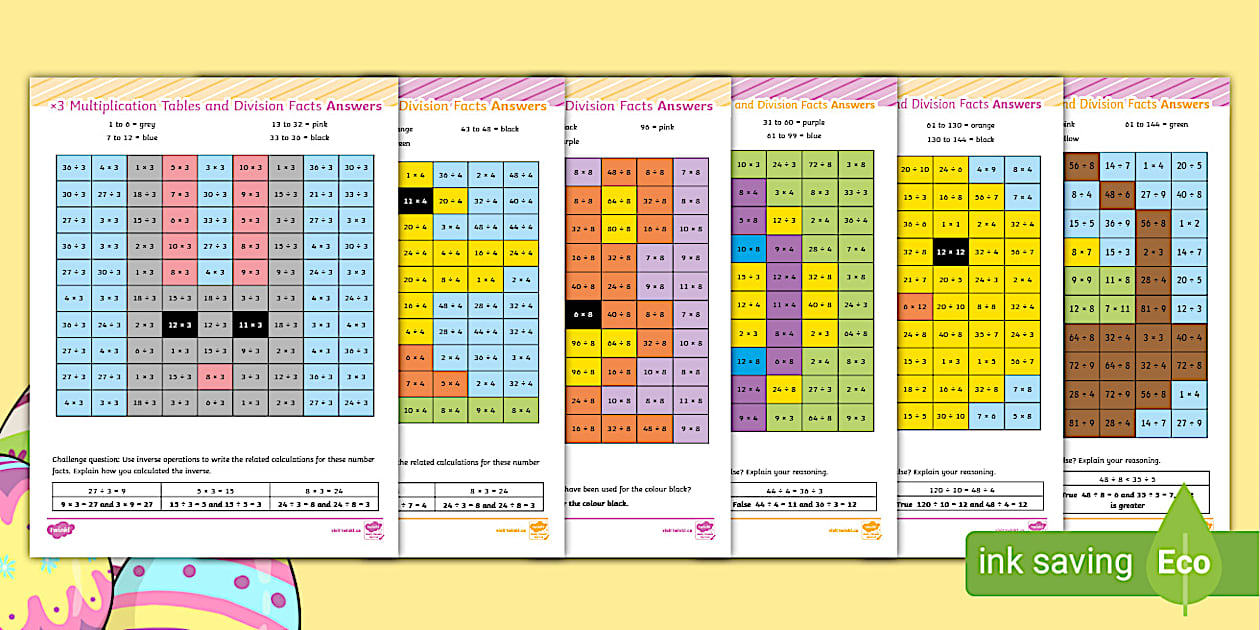 Easter Mosaic Intermediate Colouring Multiplication Activity