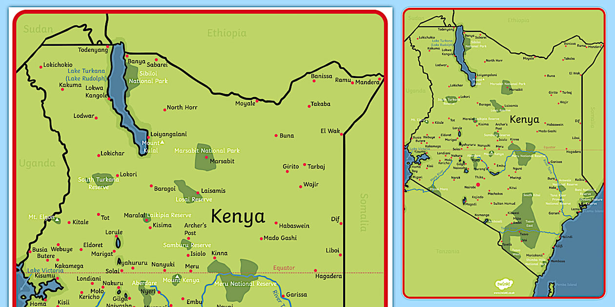 Map of Kenya Display Poster - Twinkl
