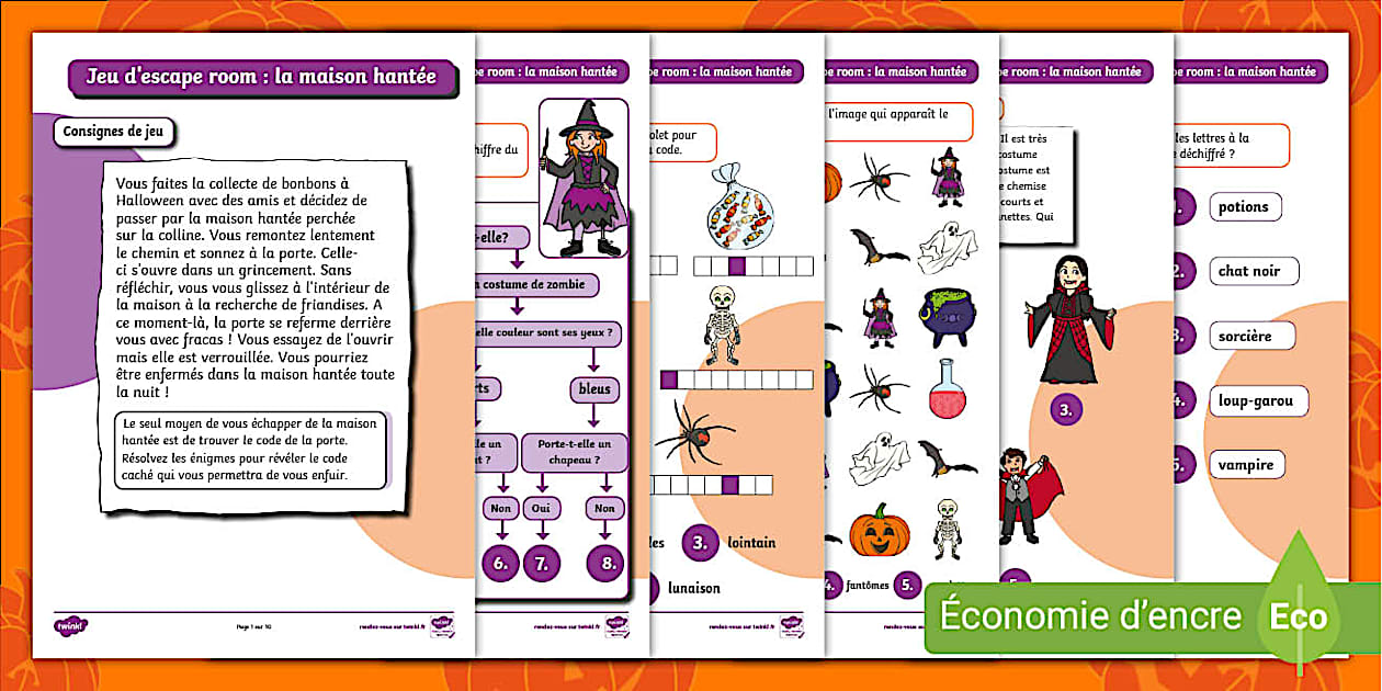 Jeu d'escape room dans une maison hantée (teacher made)