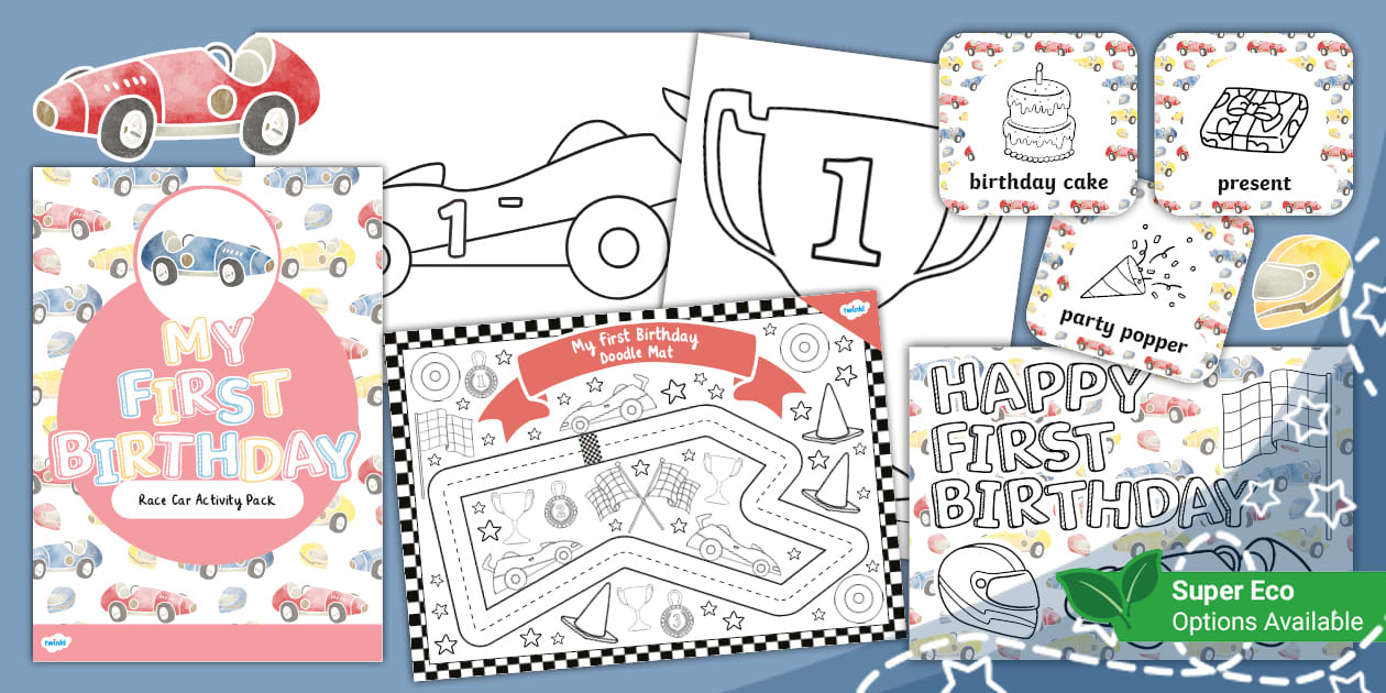 My First Birthday – Race Car Party Activity Pack - Twinkl