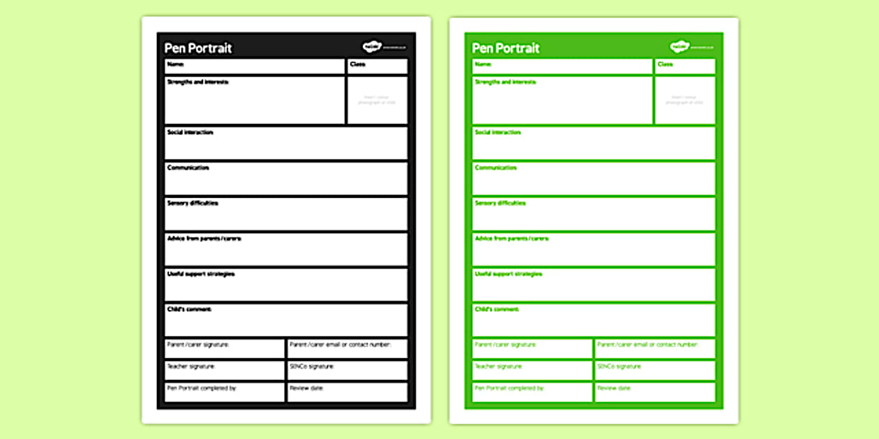 Pen Portrait ASD Primary (Teacher-Made) - Twinkl