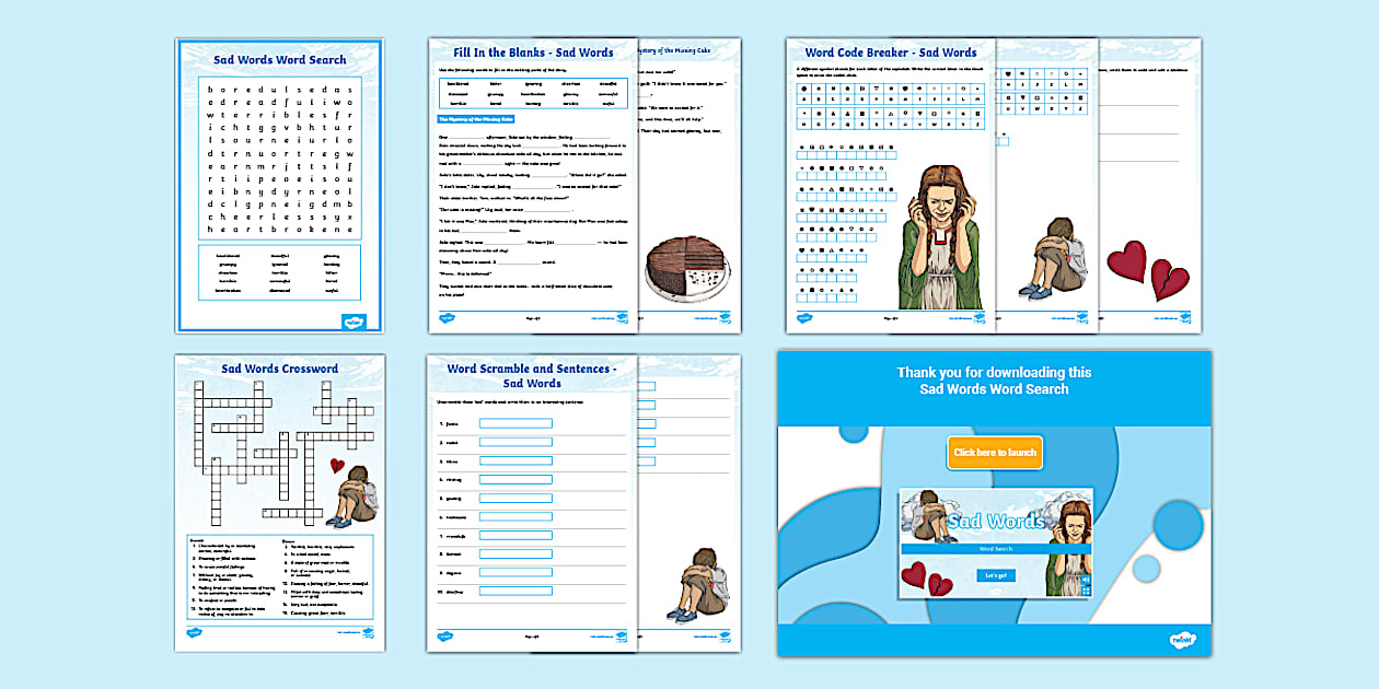 Interesting Words Pack: Sad Words (teacher made) - Twinkl