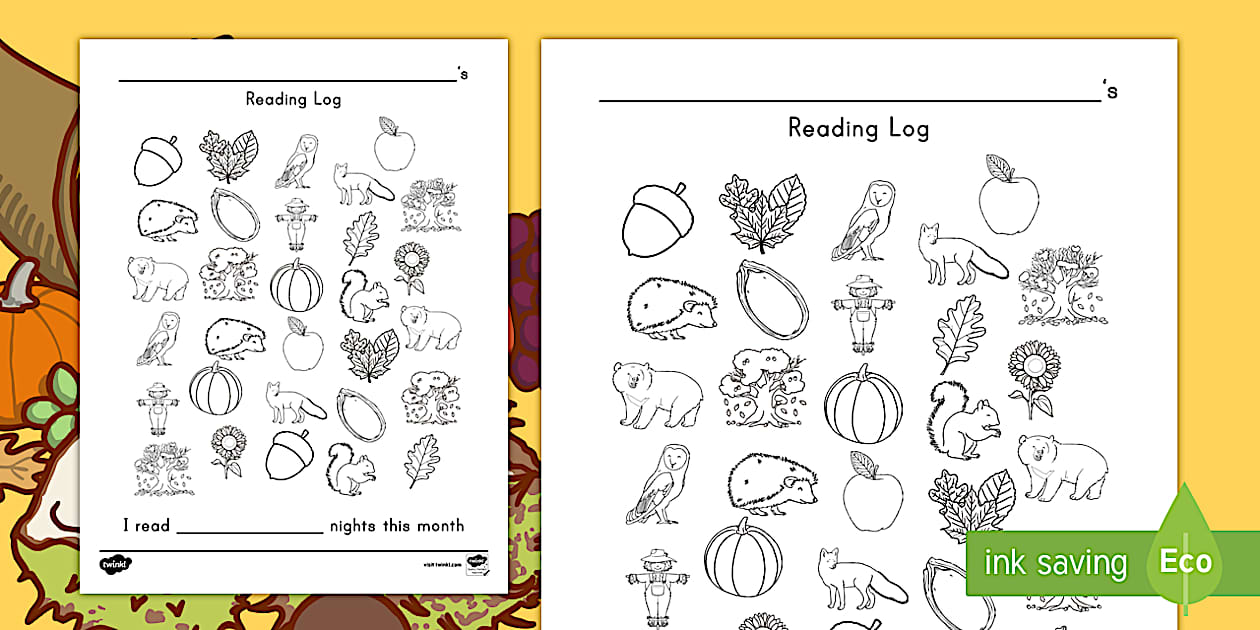 Editable Fall Reading Log Worksheet (teacher made) - Twinkl