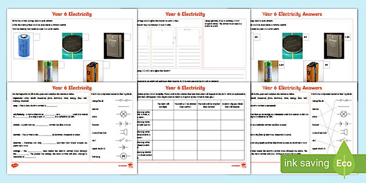 Year 6 Electricity Revision Activity Mat - Twinkl