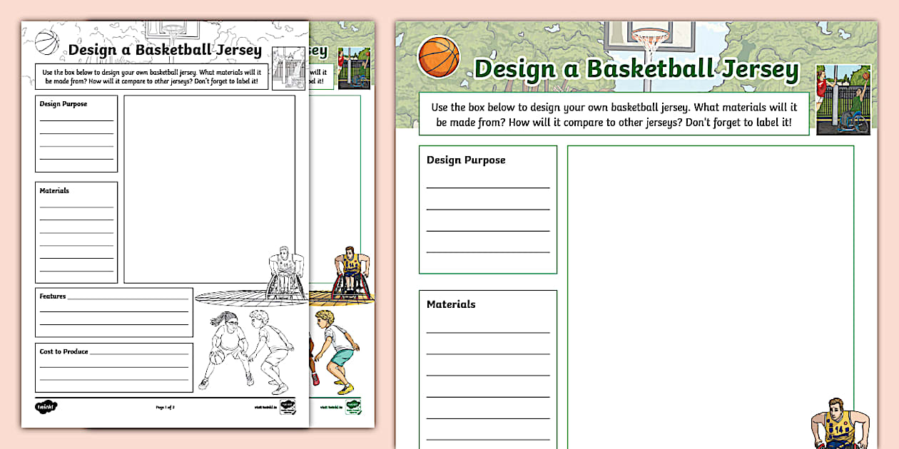 Design a Basketball Jersey Worksheet (teacher made) - Twinkl