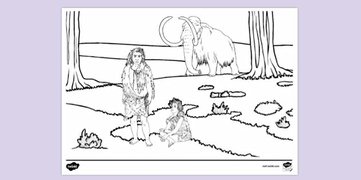Stone Age Colouring Sheet | Colouring Sheets - Twinkl