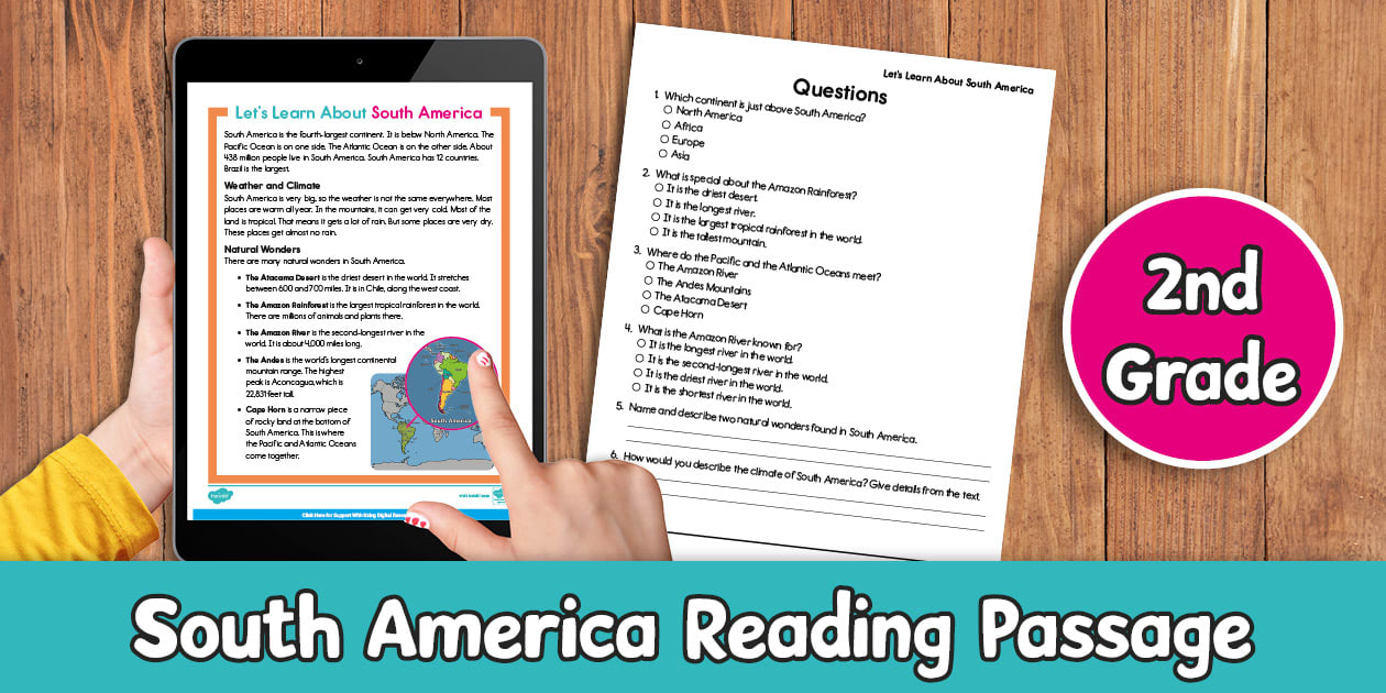 South America Reading Comprehension Worksheet - Twinkl