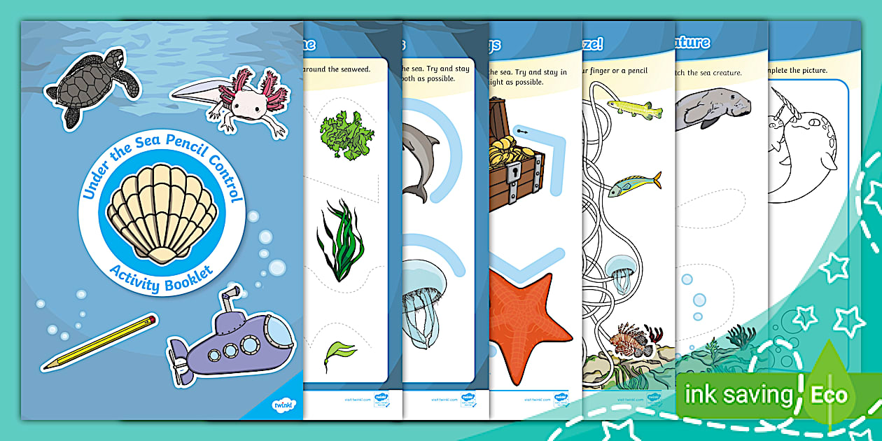 Under the Sea Pencil Control Activity Booklet (teacher made)