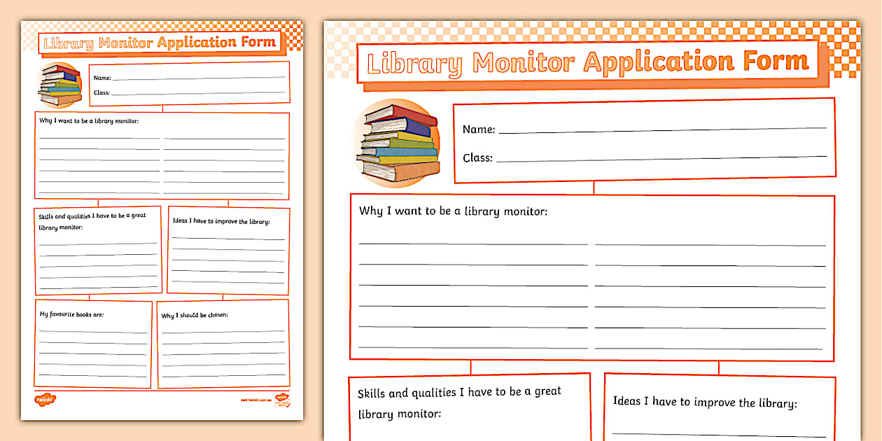 Library Monitor Application Form (l'enseignant a fait)