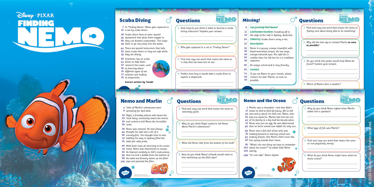 Finding Nemo: 60-Second Reads Activity Pack [Ages 5-7]