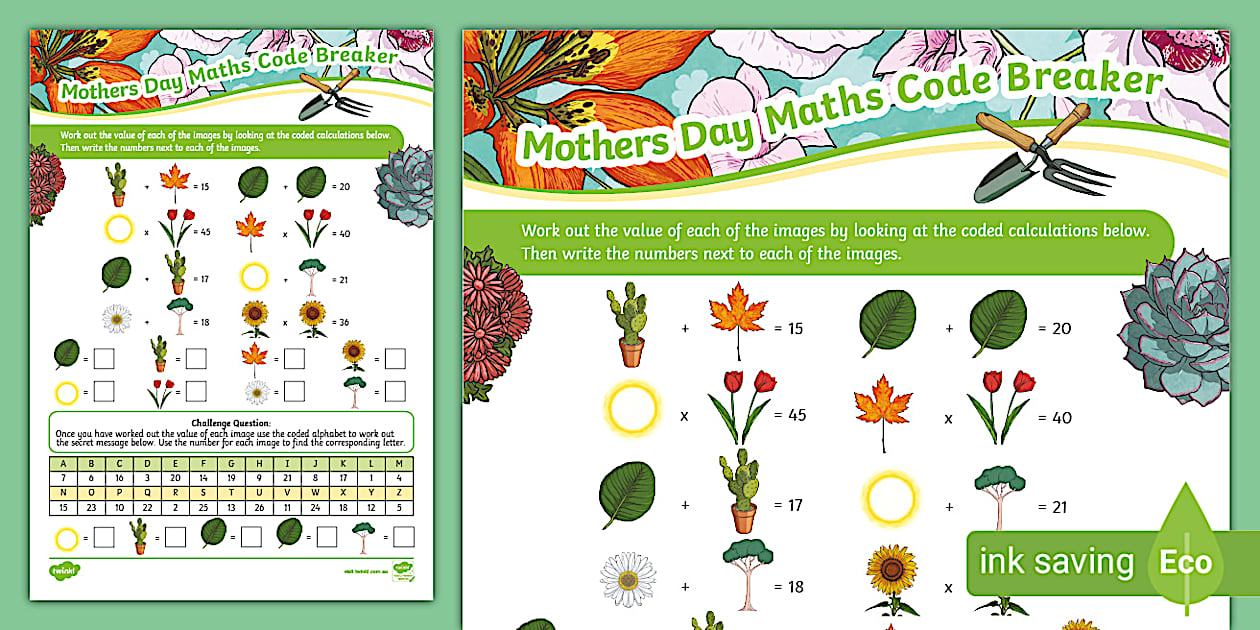 Mothers Day Maths Codebreaker (Hecho por educadores)