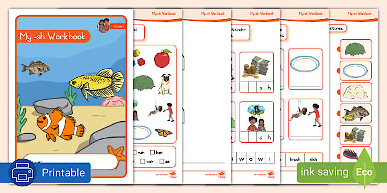 Grade 1 Phonics: -sh Workbook (teacher made) - Twinkl