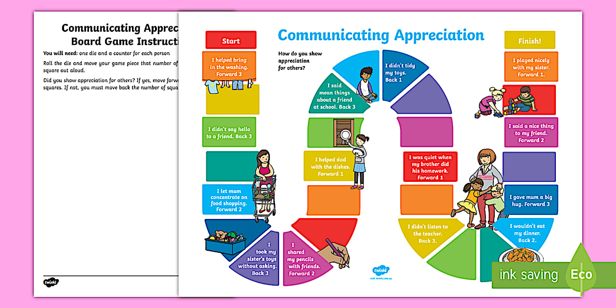 TAS Communicating Appreciation Board Game (teacher made)