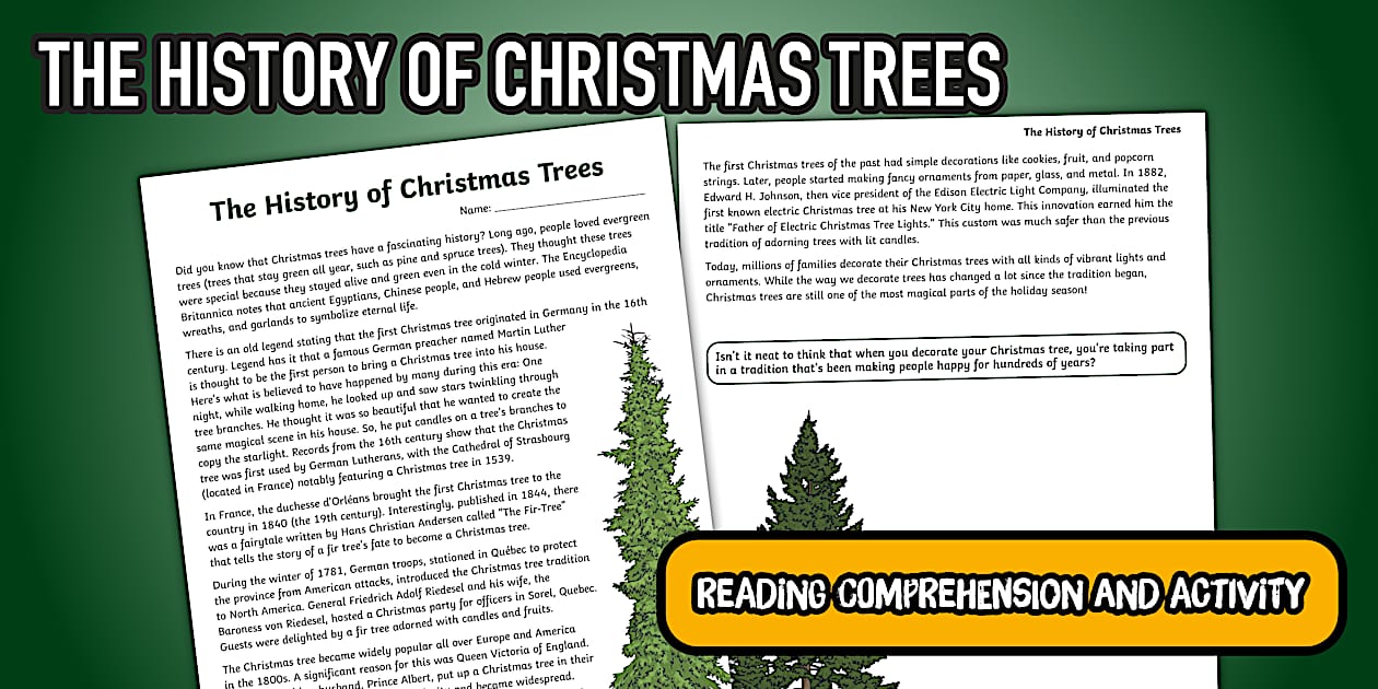 Christmas Trees Reading Comprehension Activity