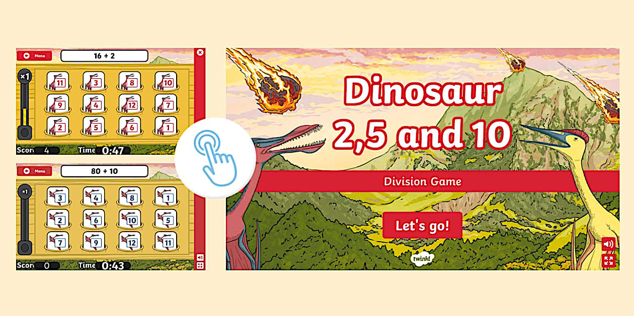 Dinosaur 2,5 and 10 Division Game (Lehrer gemacht) - Twinkl
