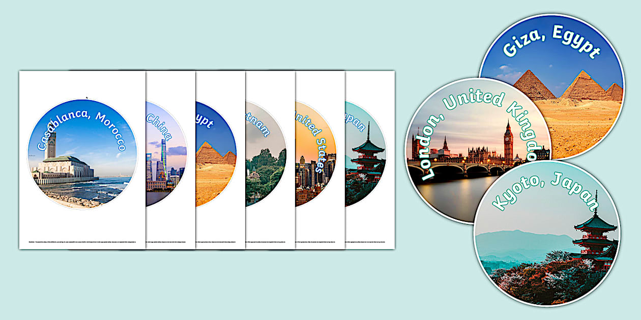 Cities Circle Display Cut-Outs (teacher made) - Twinkl