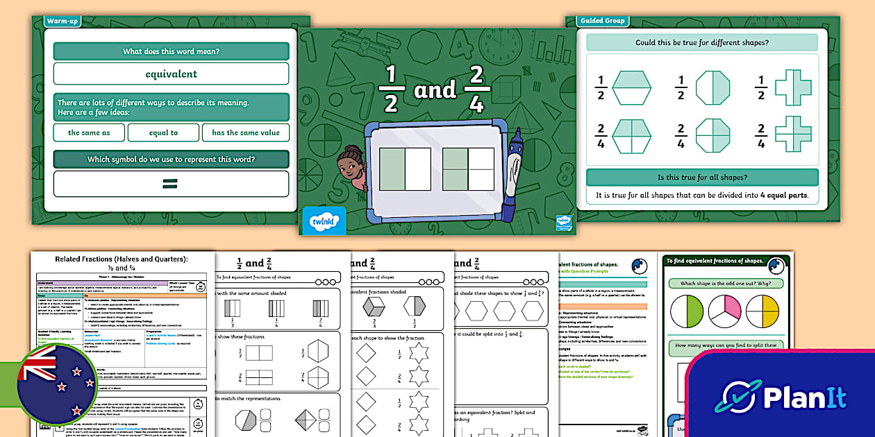 Phase 1 Number: Related Fractions (Halves and Quarters) 1/2 and 2/4 ...