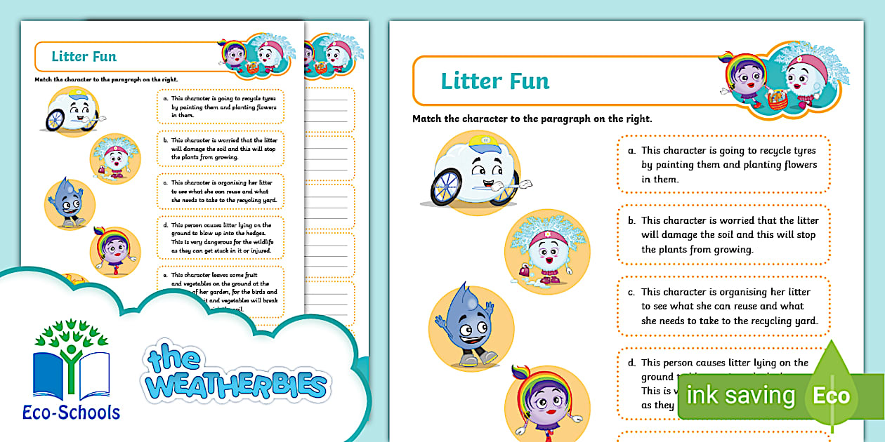 The Weatherbies Litter Fun Activity Sheet (teacher made)