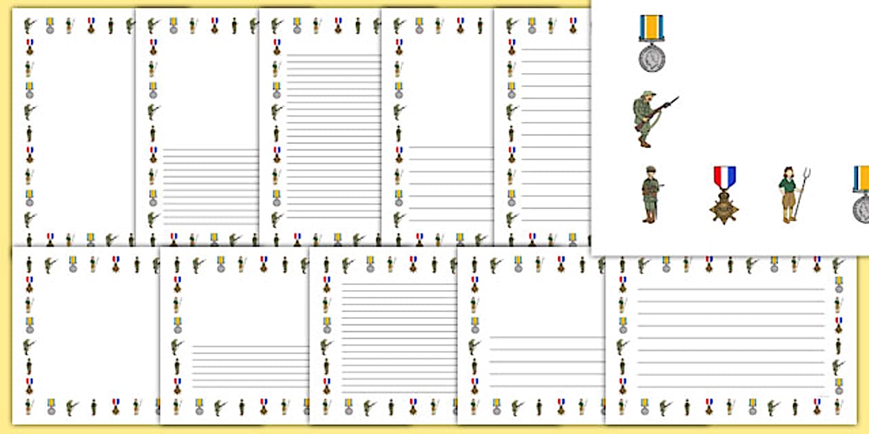 Black and White Armed Forces Day Page Border Pack - Twinkl