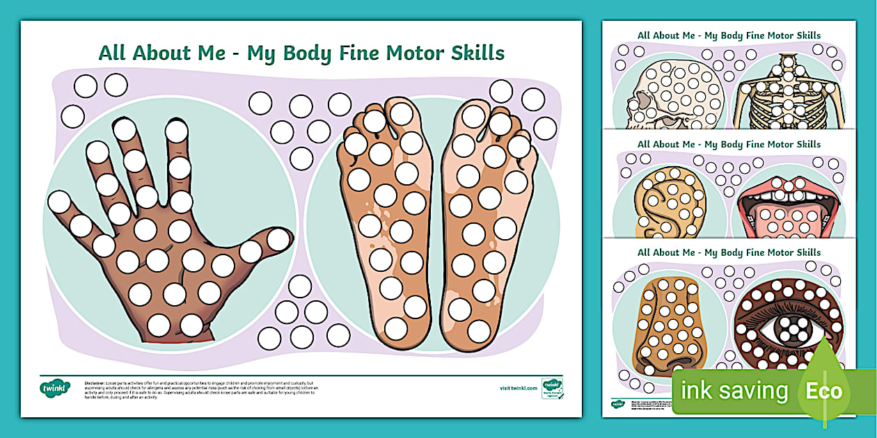 All About My Body Button Placing Fine Motor Skills Activity