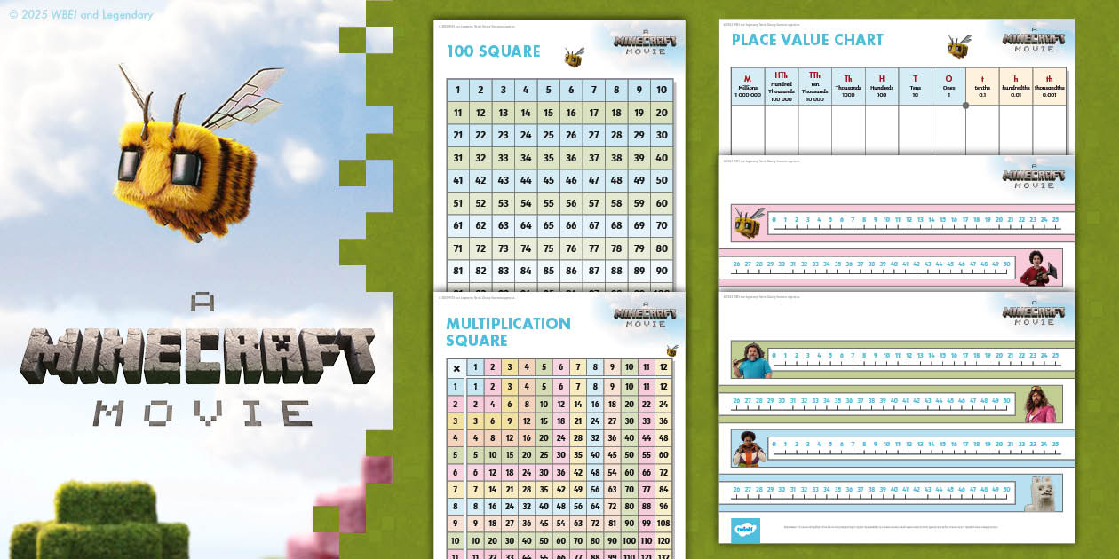 FREE! - 👉 A Minecraft Movie: Tabletop Maths Aids Pack [Ages 7-11]