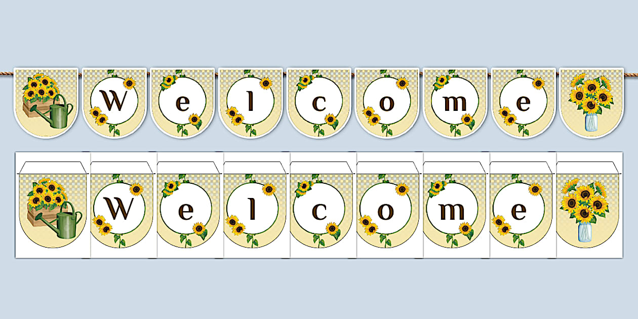 Sunflower-Themed Welcome Display Bunting (teacher made)