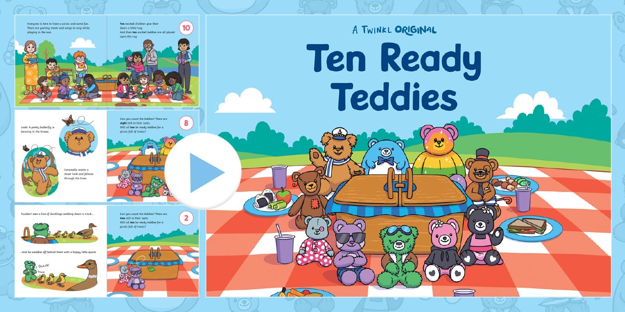 Ten Ready Teddies Story PowerPoint (teacher made) - Twinkl