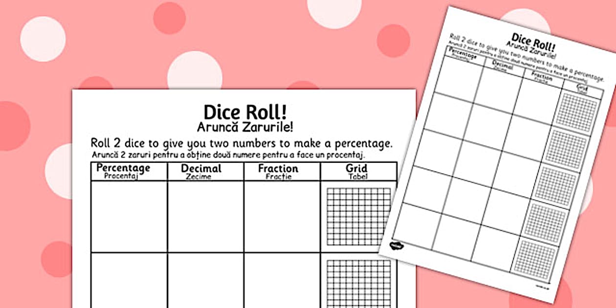 Equivalent Fraction Dice Roll Worksheet / Worksheet Romanian Translation,