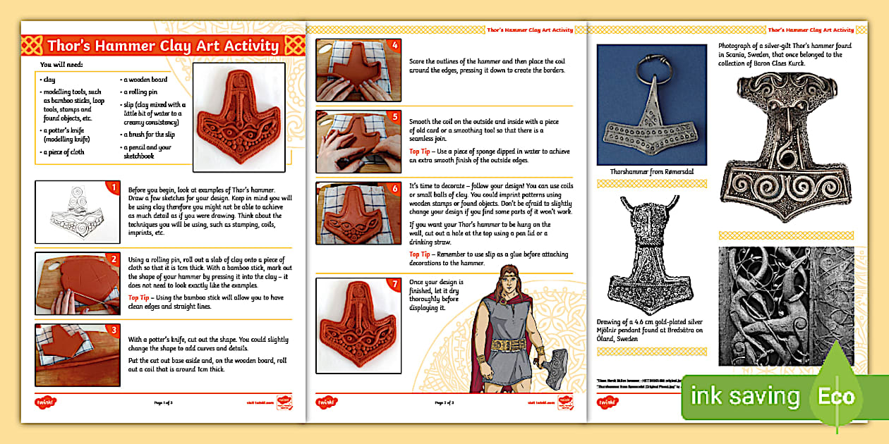 KS2 Thor's Hammer Clay Art Activity (teacher made) - Twinkl