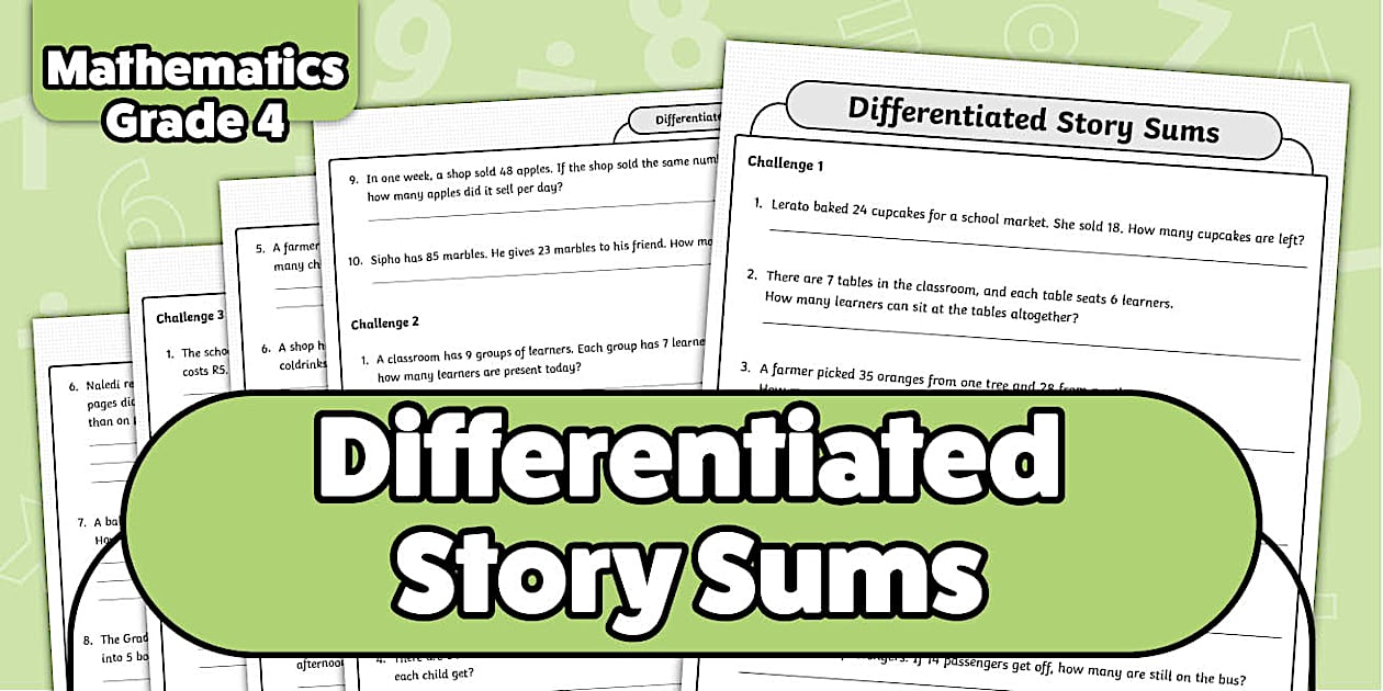 Grade 4 Mathematics - Term 1 - Differentiated Story Sums - Activity Sheet