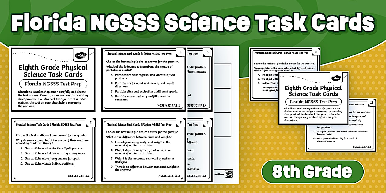 Eighth Grade Physical Science Task Cards | Florida NGSSS