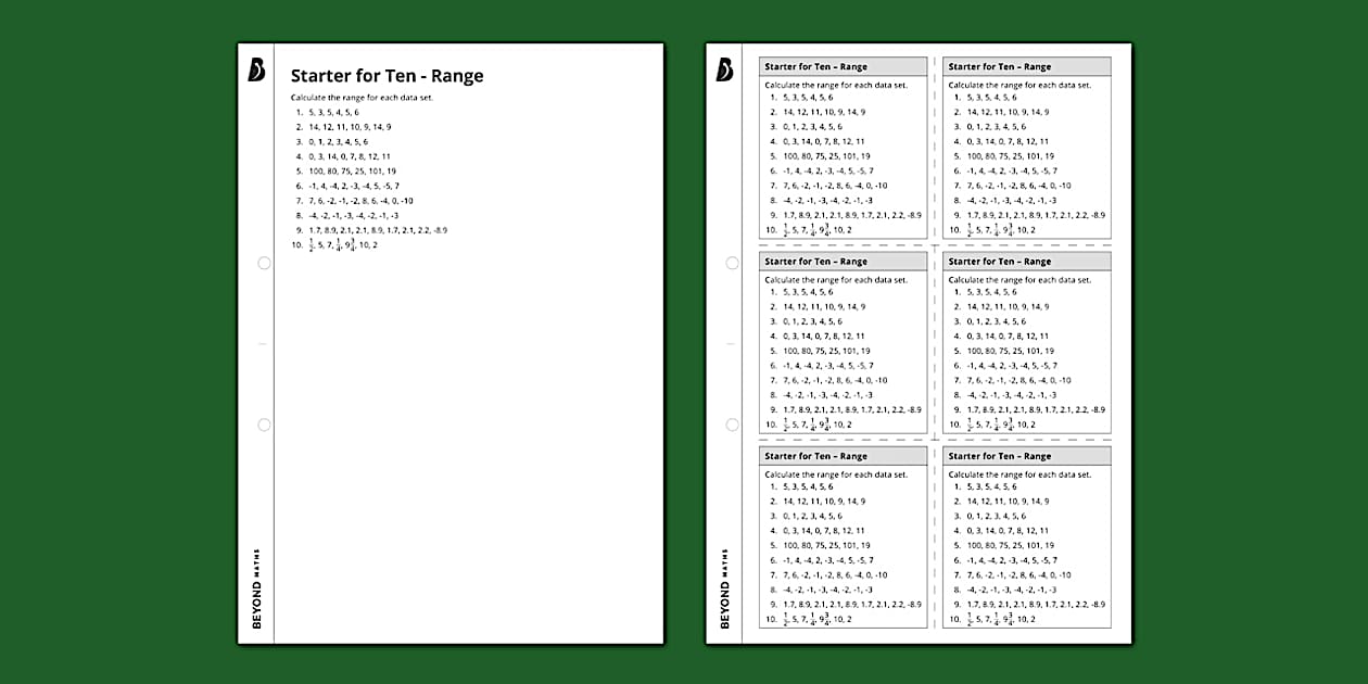 👉 Starter for Ten - Range (teacher made) - Twinkl